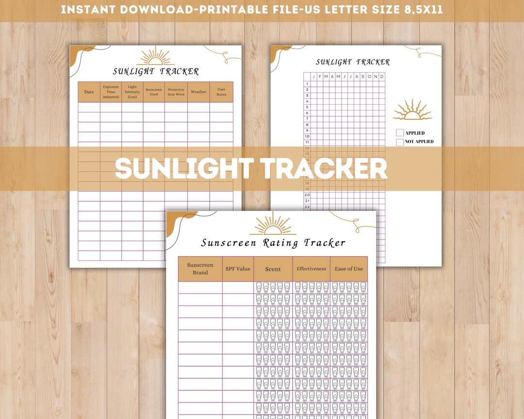 Sunlight Tracker Journal Template Daily Habit Journal, Suncream Tracker Printable Vitamin D ...