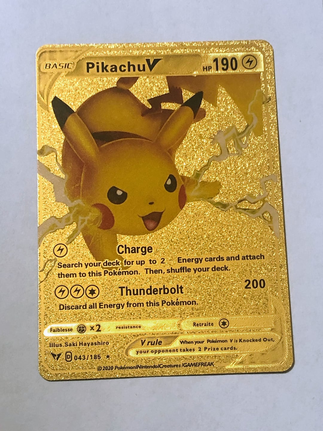 Pikachu V 043/185 HP190, Gold Foil Full Art - Etsy
