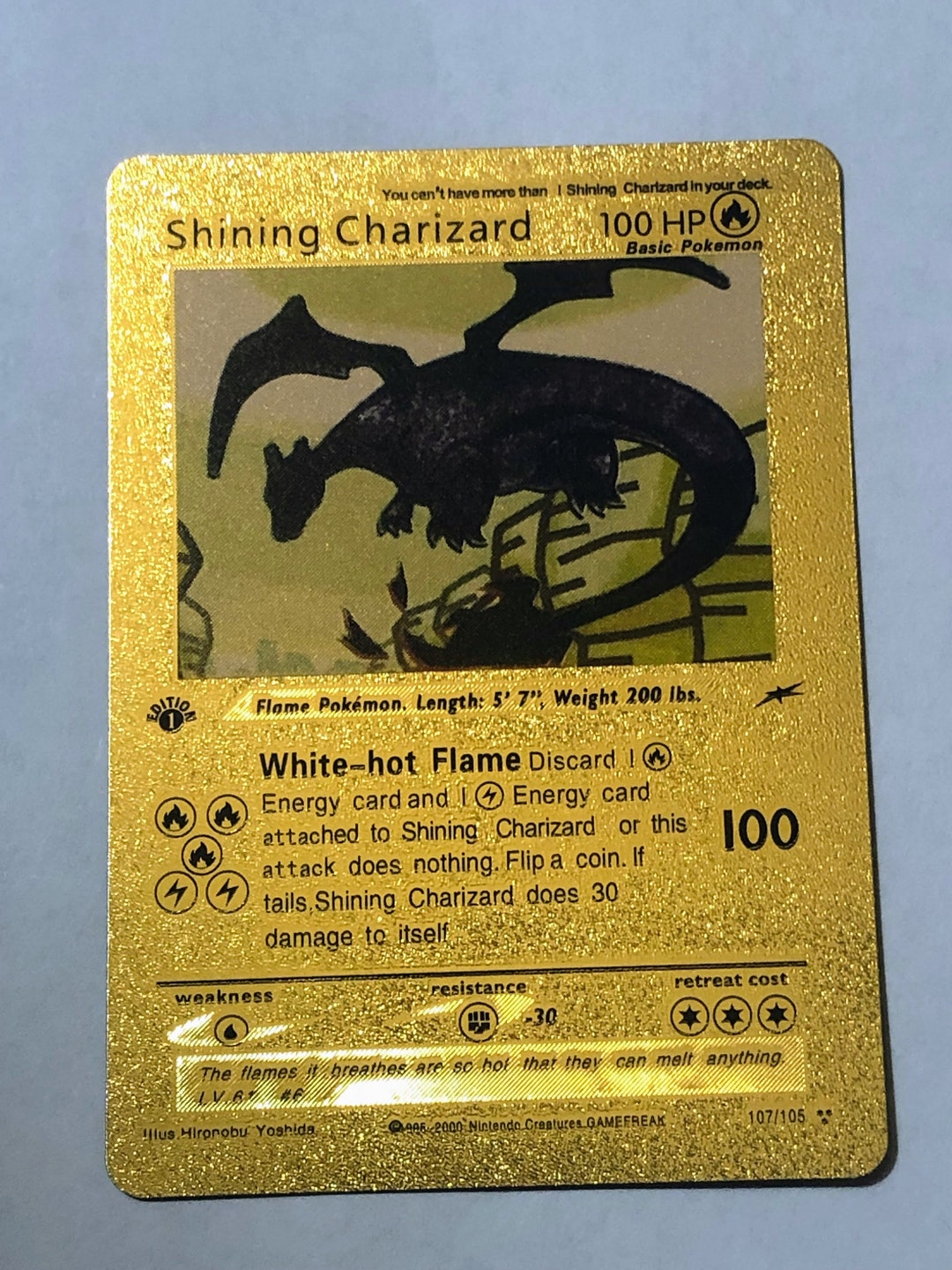 Shining Charizard 107/105 1st Edition Gold Foil - Etsy