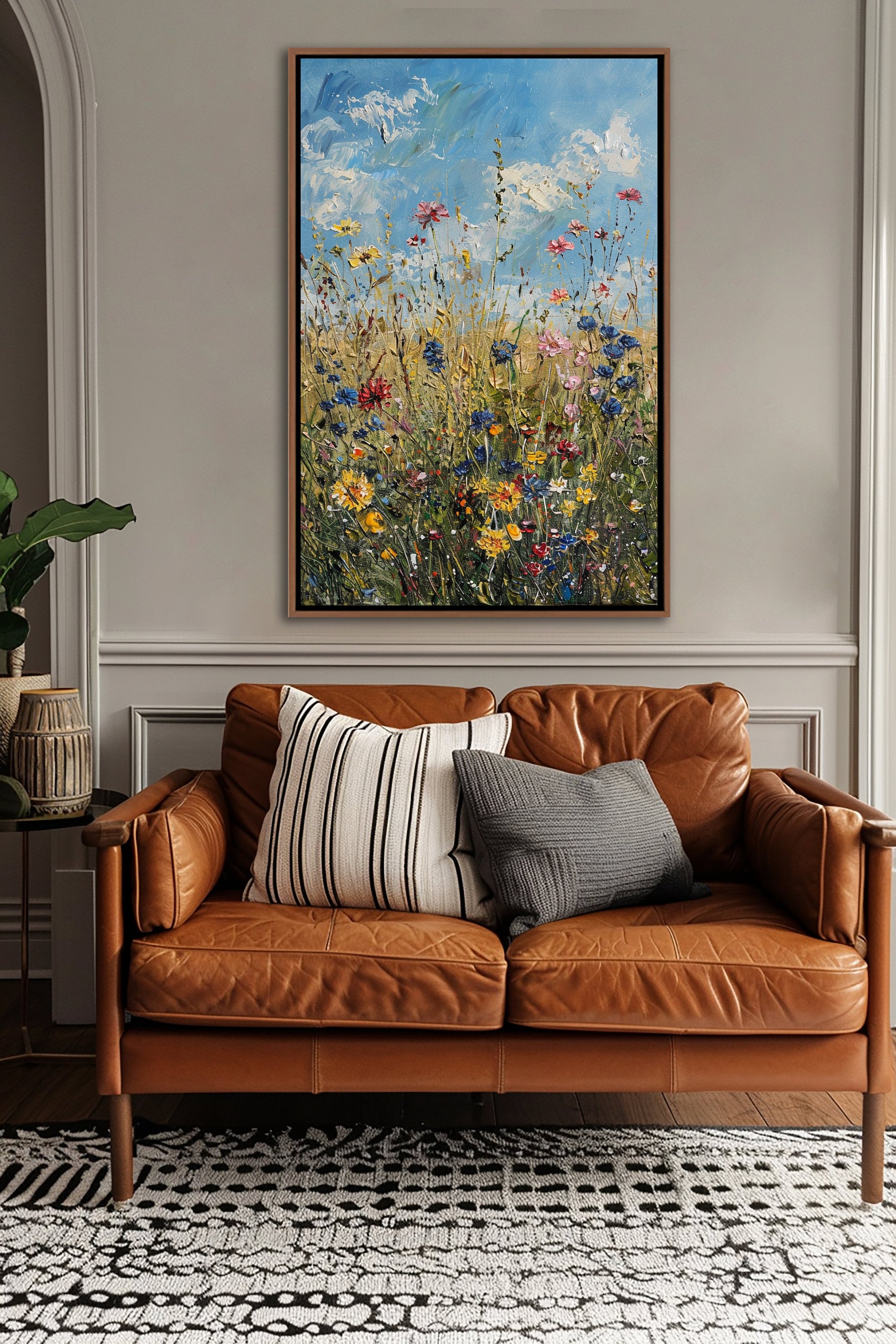 Spring Wildflowers Field Framed Wall Art, Vintage Floral Wall Decor ...