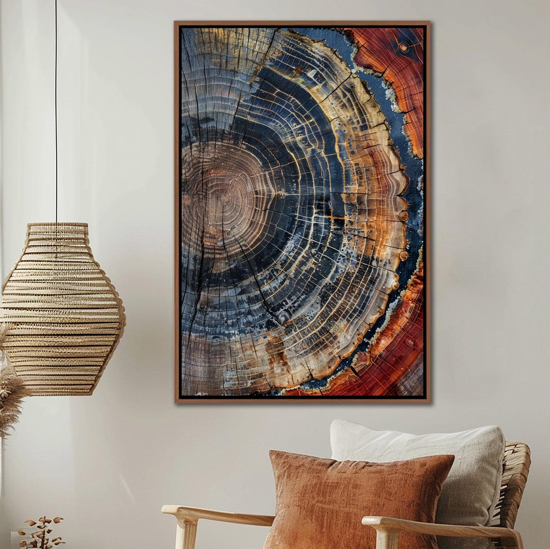 Tree Ring Framed Wall Art, Abstract Colorful Tree Ring Wall Decor ...