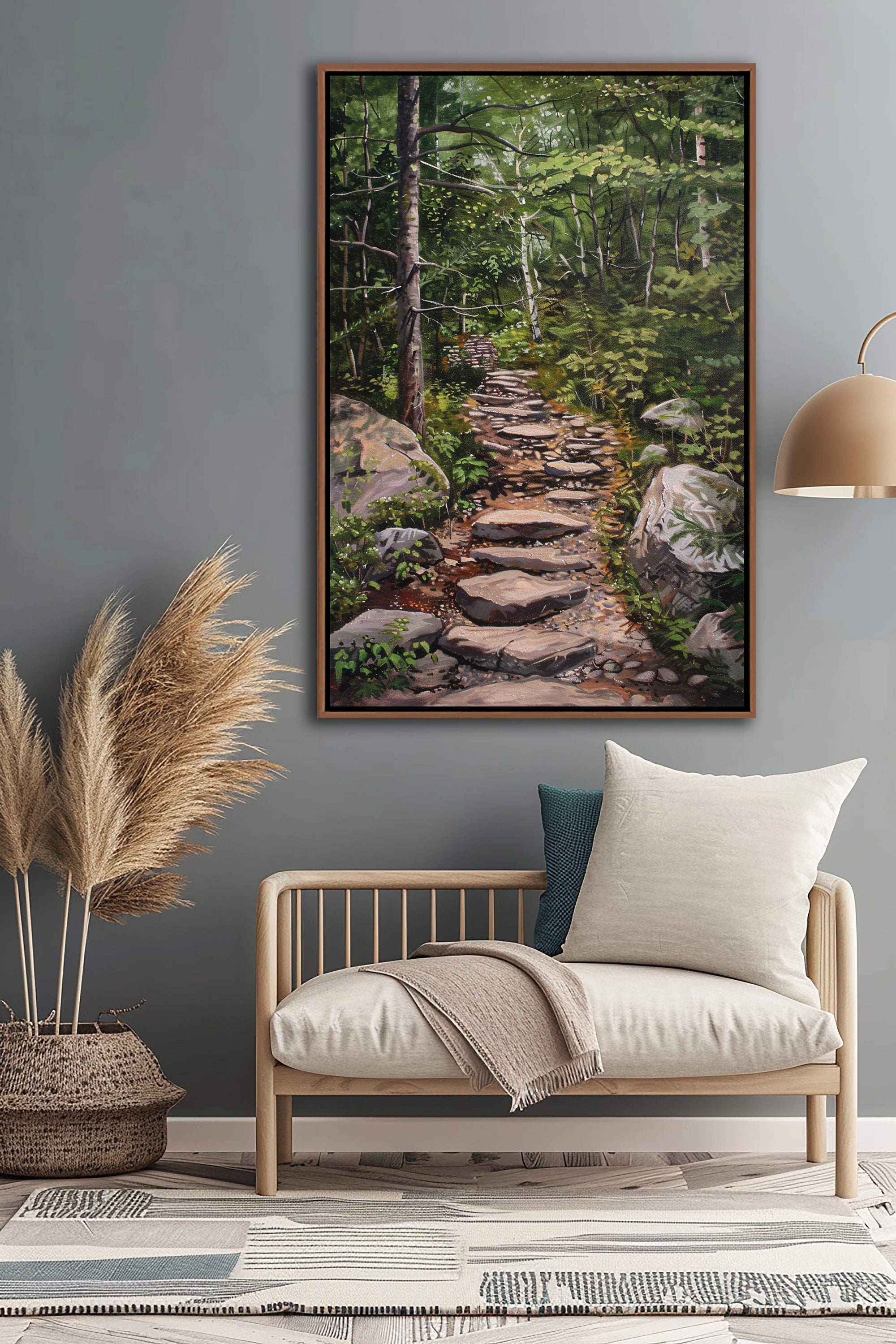 Nature Framed Wall Art, Forest Path Landscape Wall Decor, Modern ...