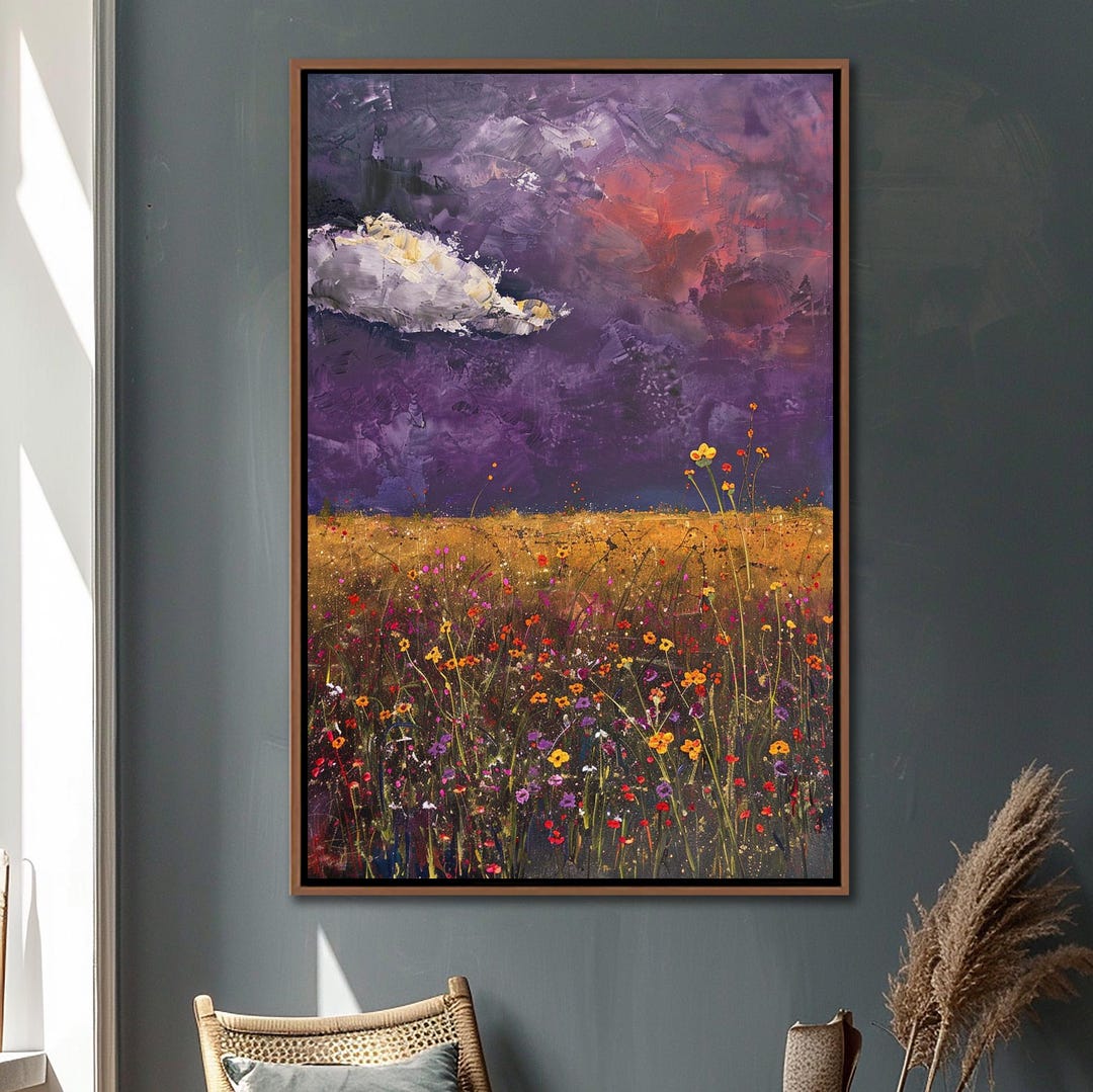 Spring Wildflowers Wall Art, Wildflowers Landscape Framed Canvas Art ...