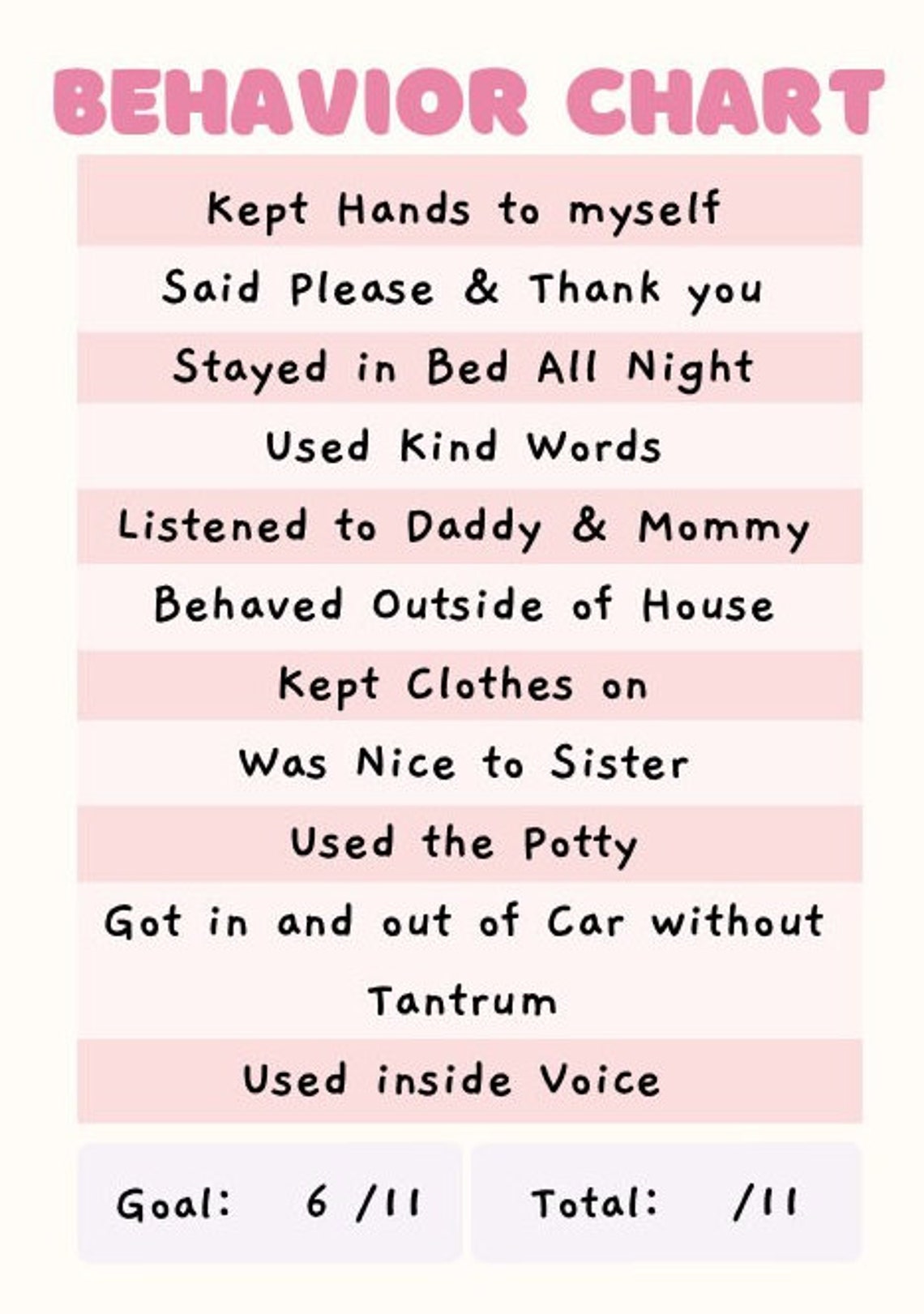 Printable Chore & Behavior Charts - Etsy