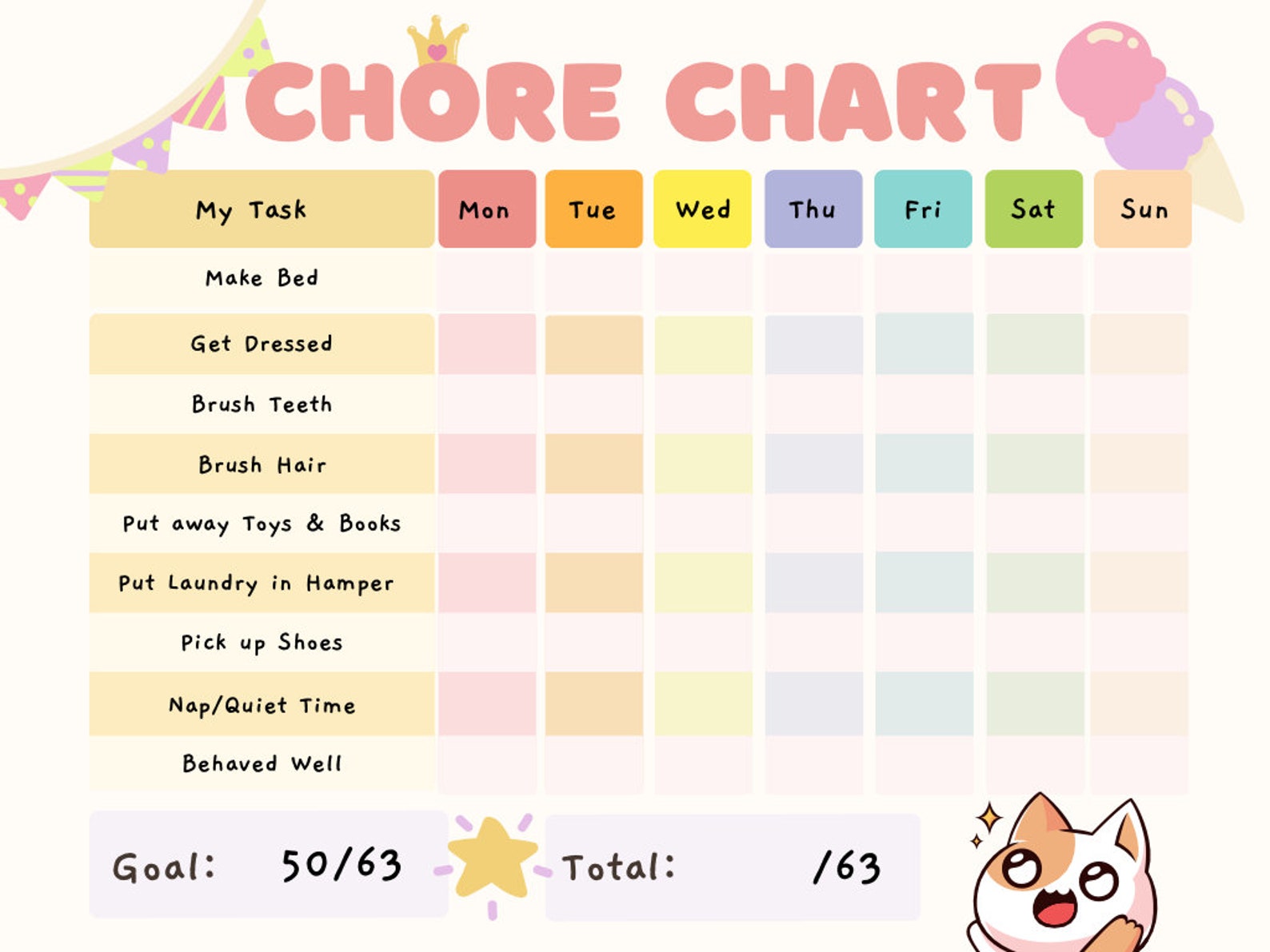 Printable Chore & Behavior Charts - Etsy