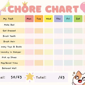 Printable Chore & Behavior Charts - Etsy