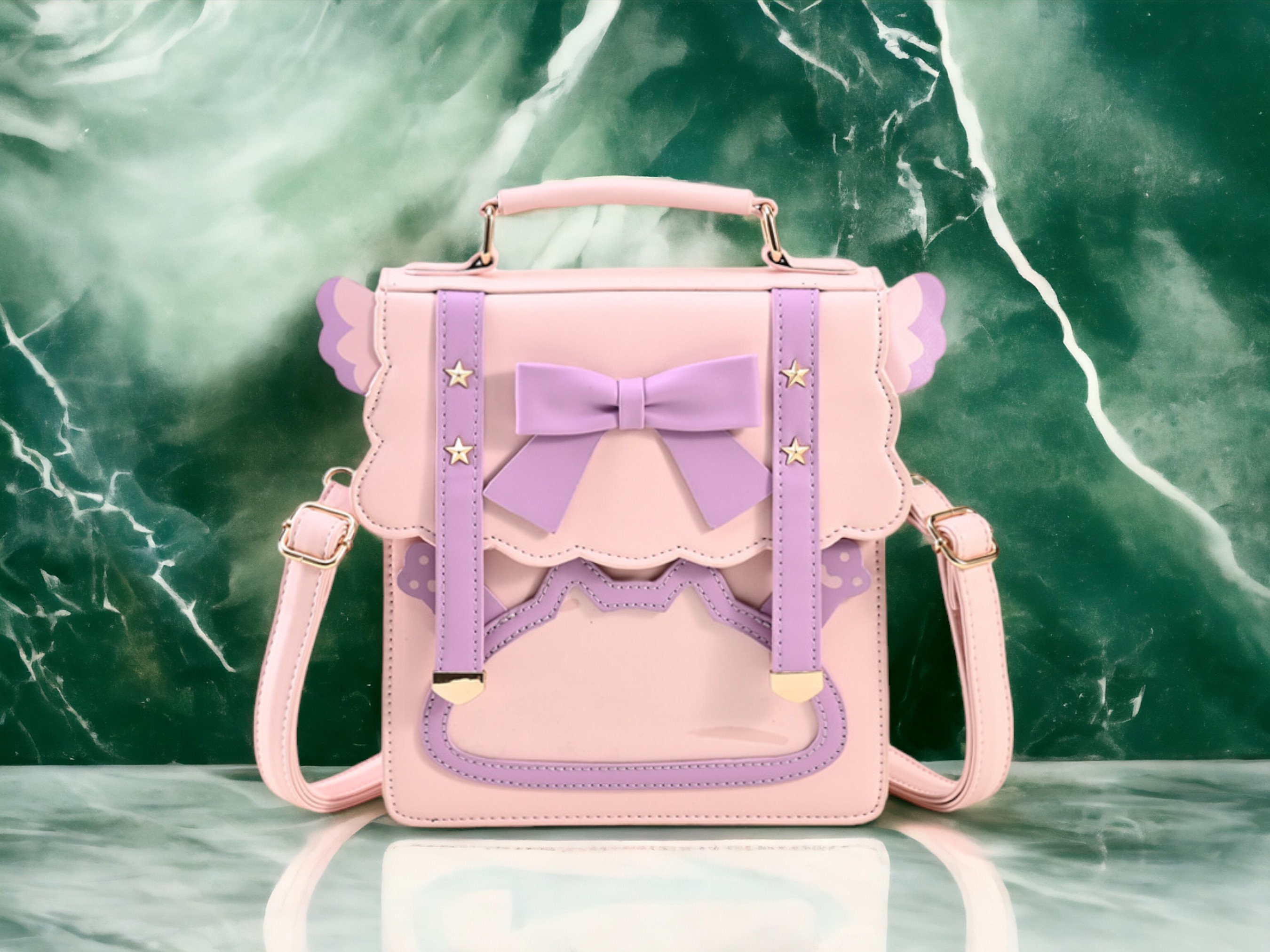 Vegan Leather Ita Bag With Clear Vinyl Display Window and Insert Pin ...