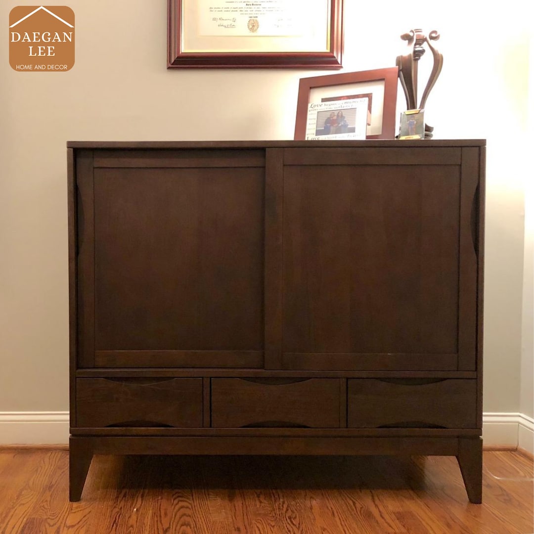 A 48-inch-wide, Mid-century Modern Walnut Brown Wood Storage Cabinet ...