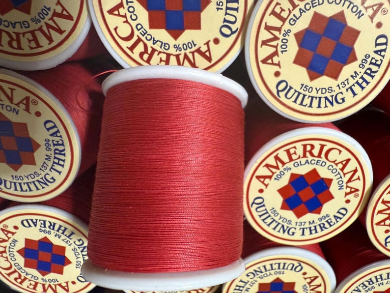 Americana 100% GLACED COTTON Quilting Thread - 586 Holiday Red New - 1. ...