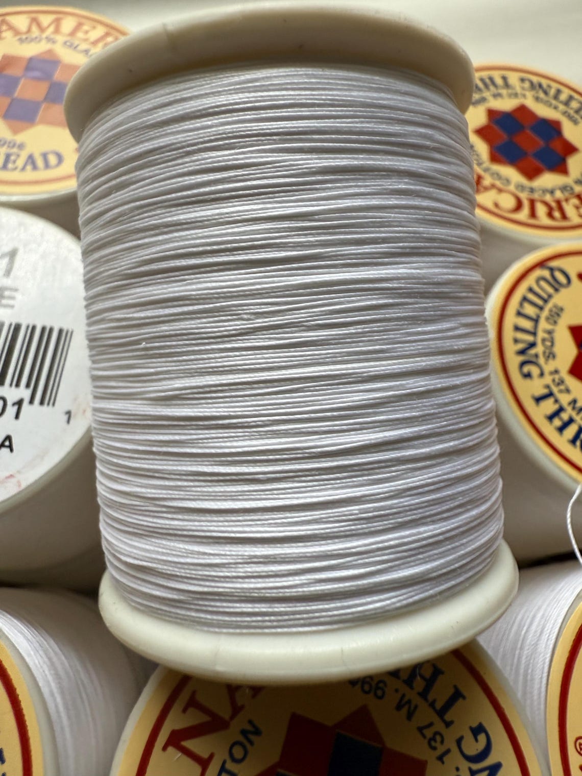 Americana 100% GLACED COTTON Quilting Thread Spools - 001 White New - 5 ...