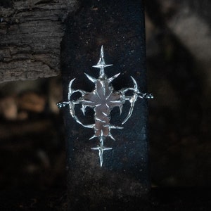 Spiky Cybersigilism Pendant Necklace With a Cross Shaped Labradorite ...