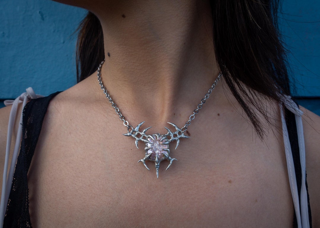 Spiky Soft Soldered Freshwater Pearl Pendant Necklace With Irregular ...