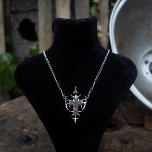 Spiky Cybersigilism Pendant Necklace With a Cross Shaped Labradorite ...