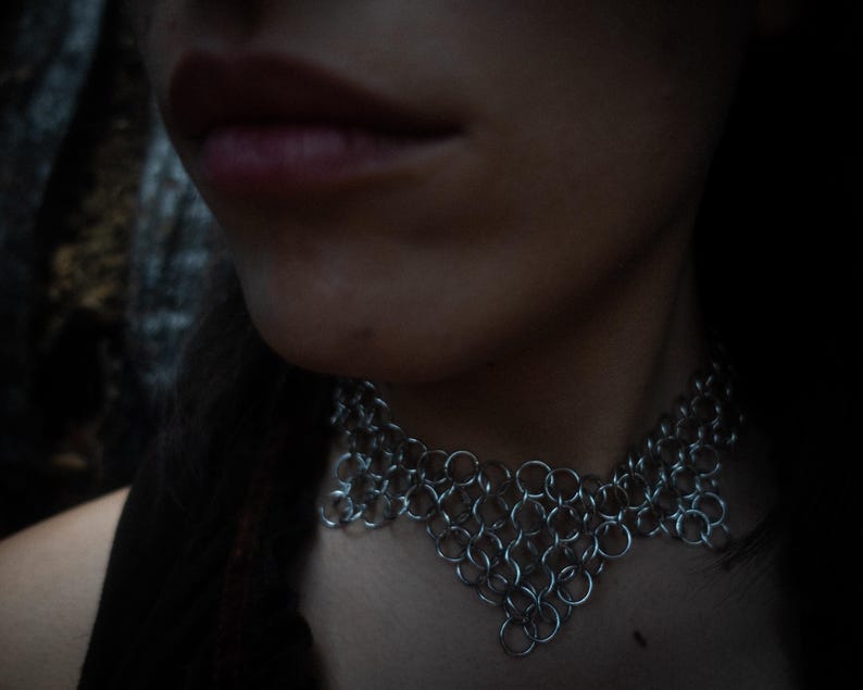 European Chainmail Choker Necklace Medieval Weave Chain Alternative ...