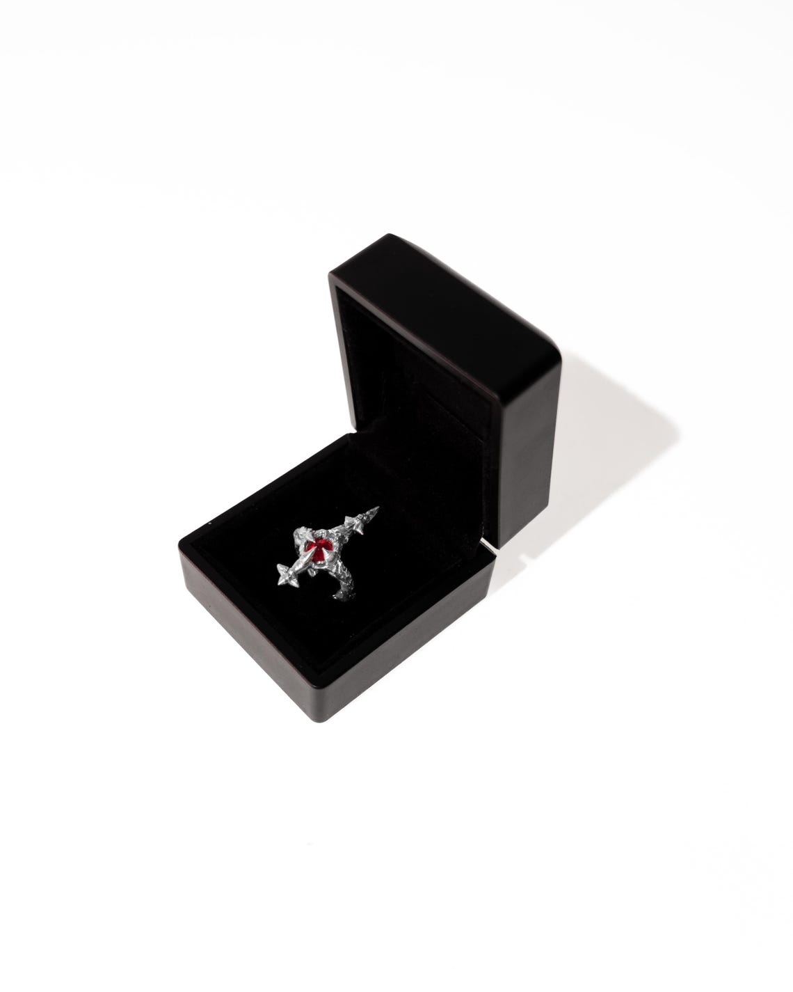 Spiky Sword Ring With a Red Crystal, Soft Soldered Cyberpunk Jewelry - Etsy