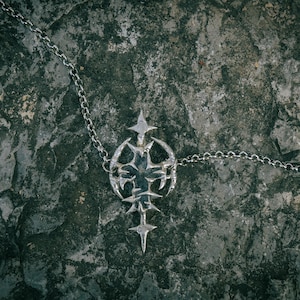 Spiky Cybersigilism Pendant Necklace With a Cross Shaped Labradorite ...