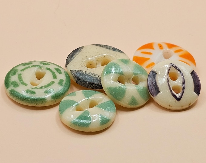 6 Vintage China Stencil Buttons - Etsy