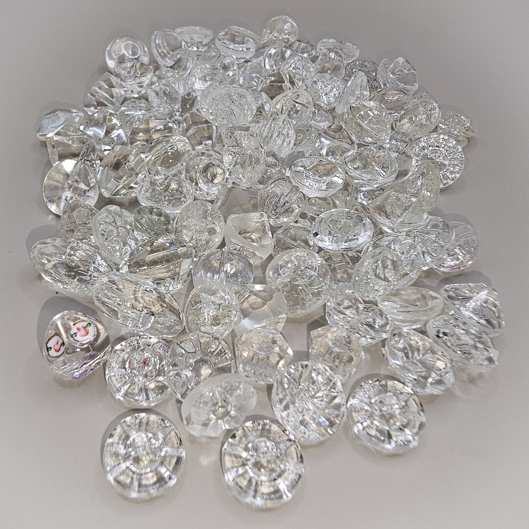 100 Vintage Small Clear Glass Buttons - Etsy