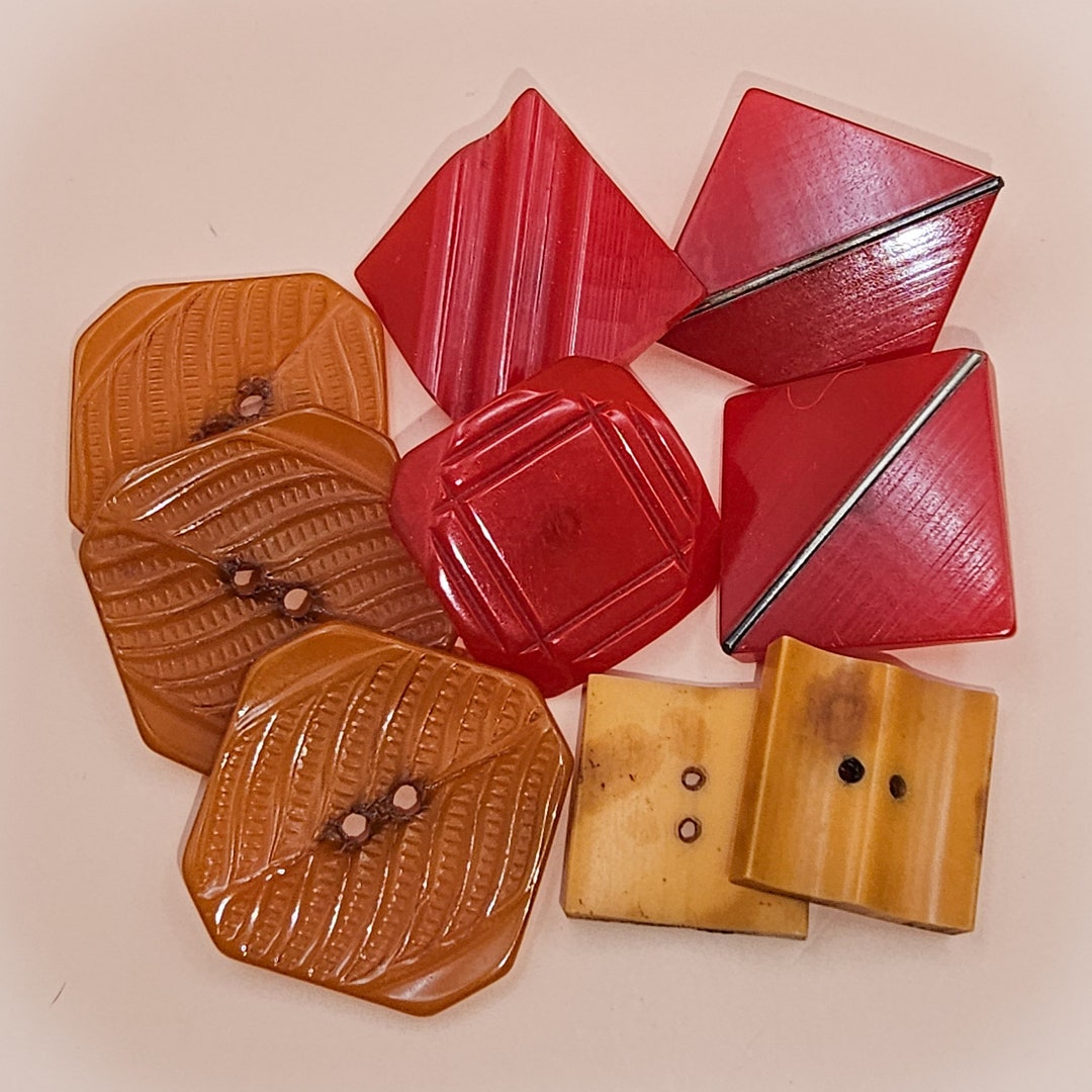 9 Vintage Square Bakelite Buttons - Etsy