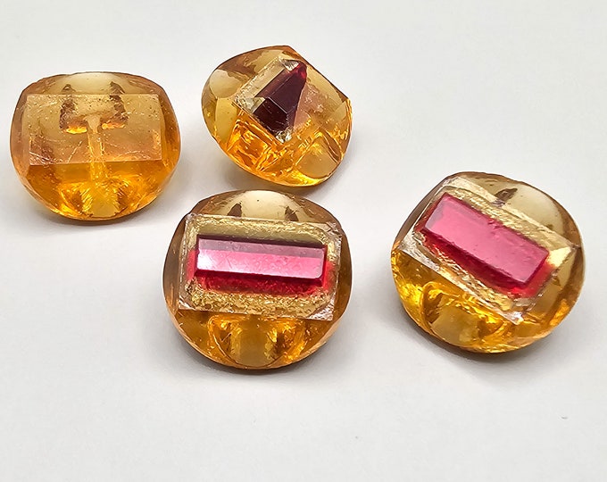Set of 4 Late-1800s Tingue Glass Buttons - Etsy