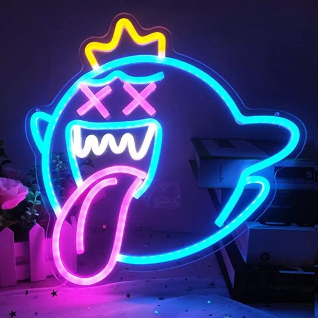 Custom Mario Boo Ghost Neon Light Sign, Nintendo Super Mario Ghost Sign ...