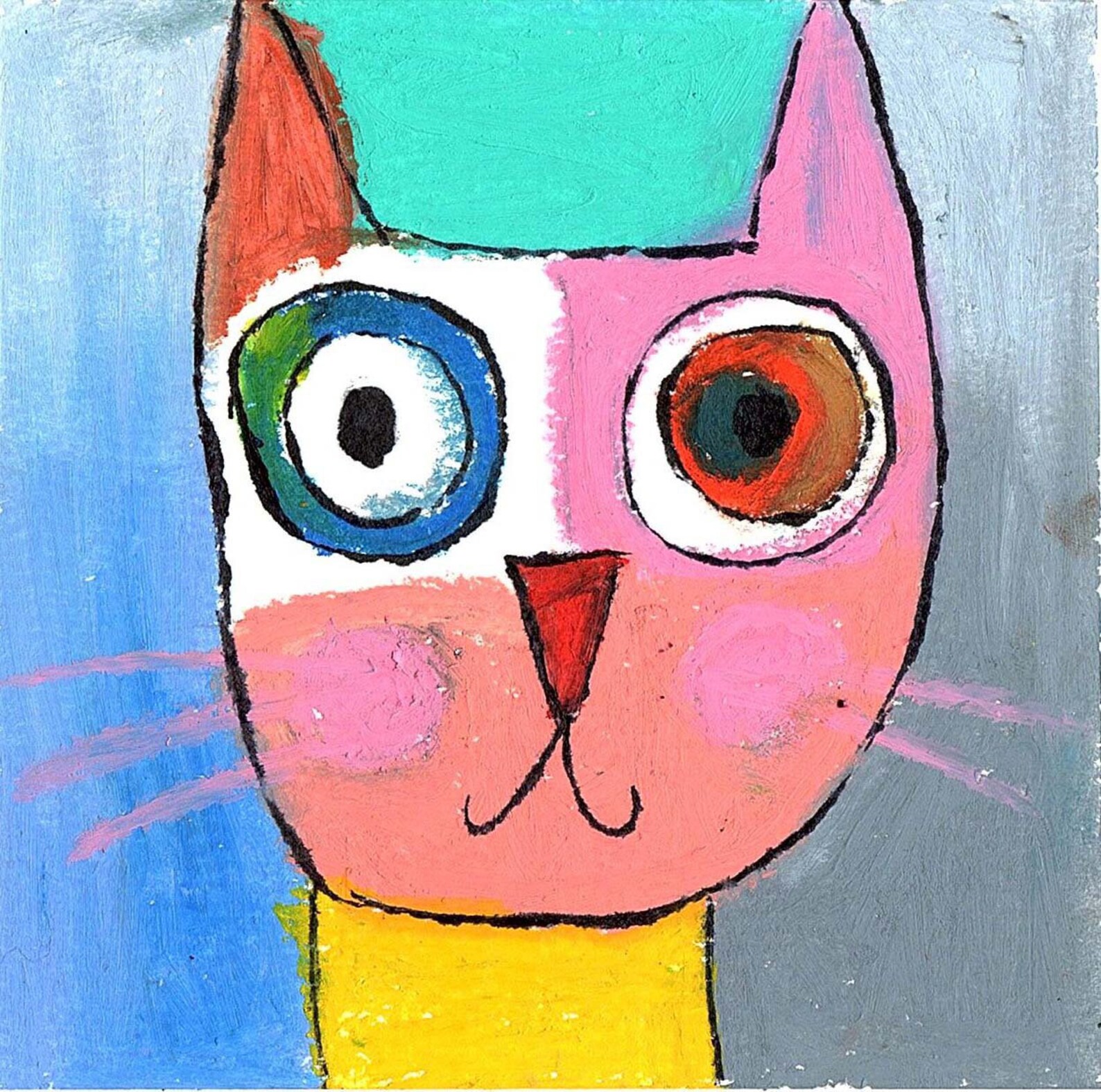 Bubbles Bumblefluff Cat Art Using Oil Pastels on Fine Paper - Etsy