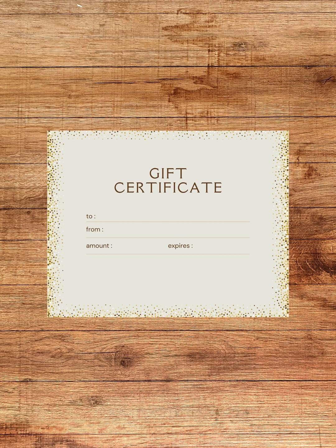 Digital Download Gold Fillable Gift Certificate - Etsy