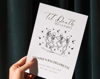 Til Death Do We Party Bachelorette Invitation - Edgy Skeleton Theme ...