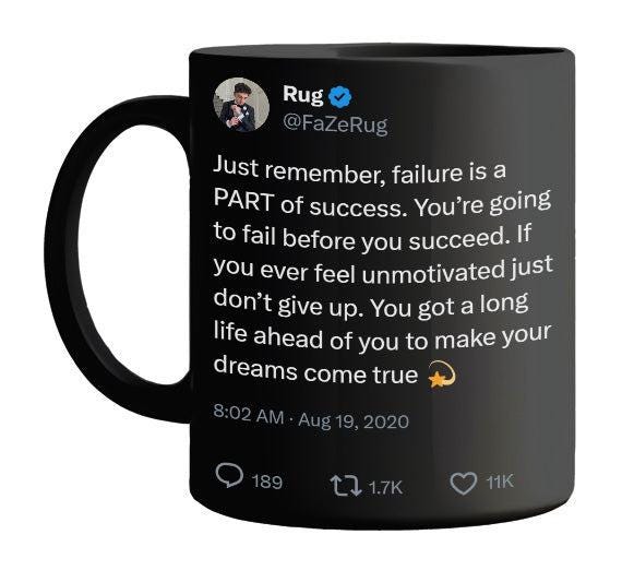 Faze Rug Failure is a Part of Success Mug - Etsy