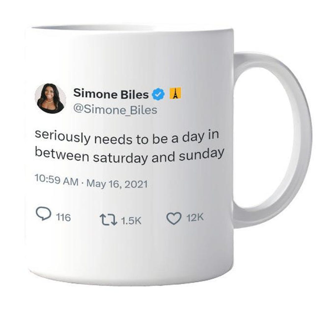 Simone Biles - We Need a Day Between Saturday and Sunday Mug - Etsy