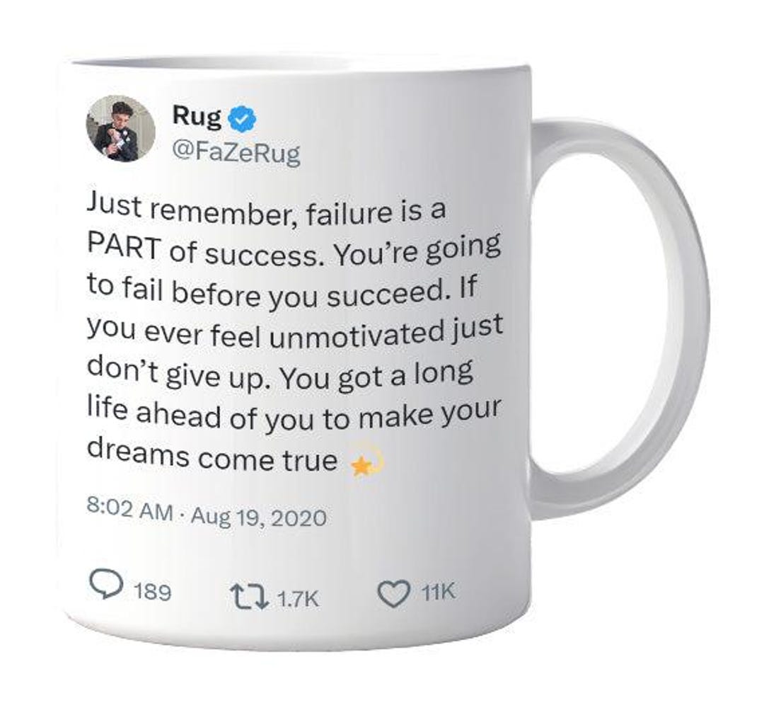 Faze Rug Failure is a Part of Success Mug - Etsy