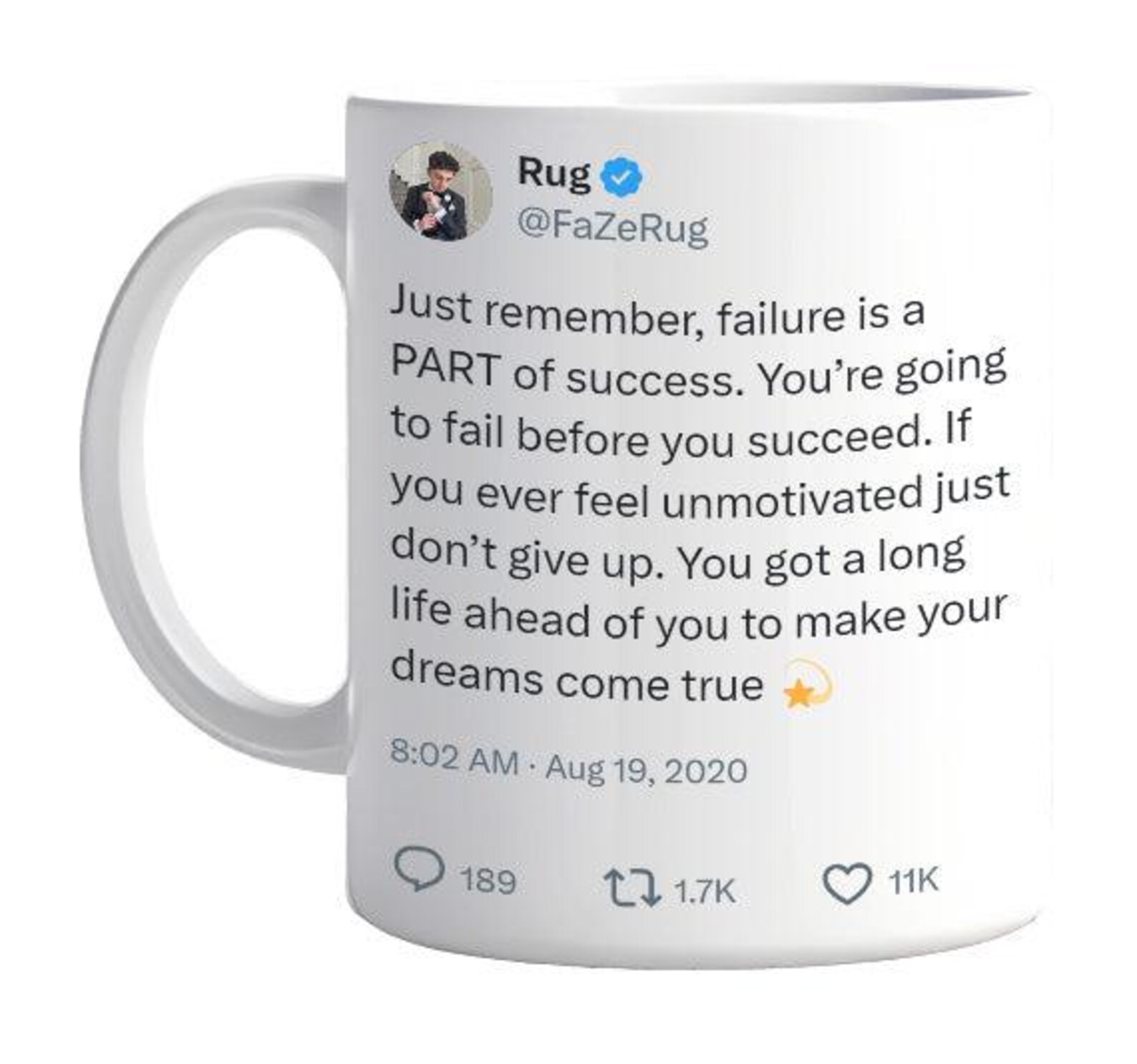 Faze Rug Failure is a Part of Success Mug - Etsy