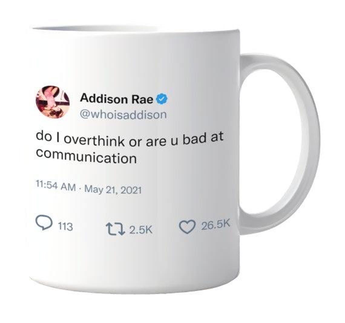 Addison Rae Overthink or Bad Communicator Mug - Etsy