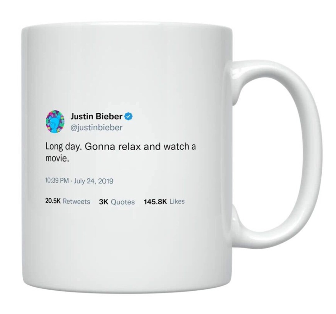 Justin Bieber Long Day, Watch a Movie Mug - Etsy