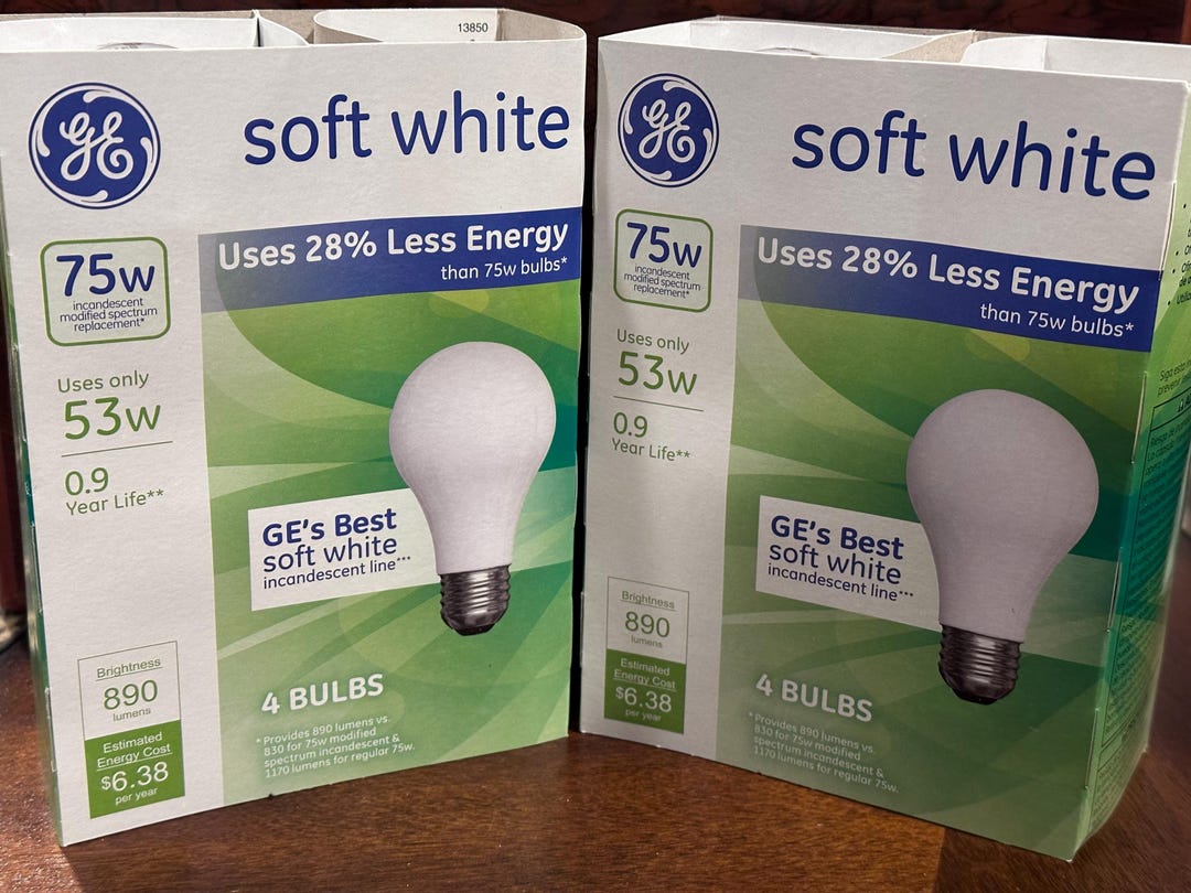 GE - Old School - 75 Watt - Soft White Halogen Light Bulbs - 2 Packs/8 ...