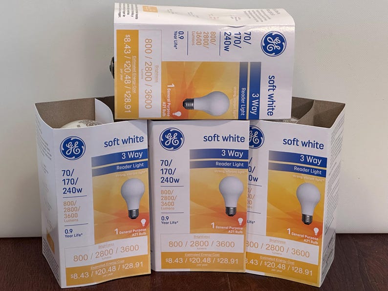GE - 3 Way - Soft White Light Bulbs - 20/135/155w - A21 - Old Style ...