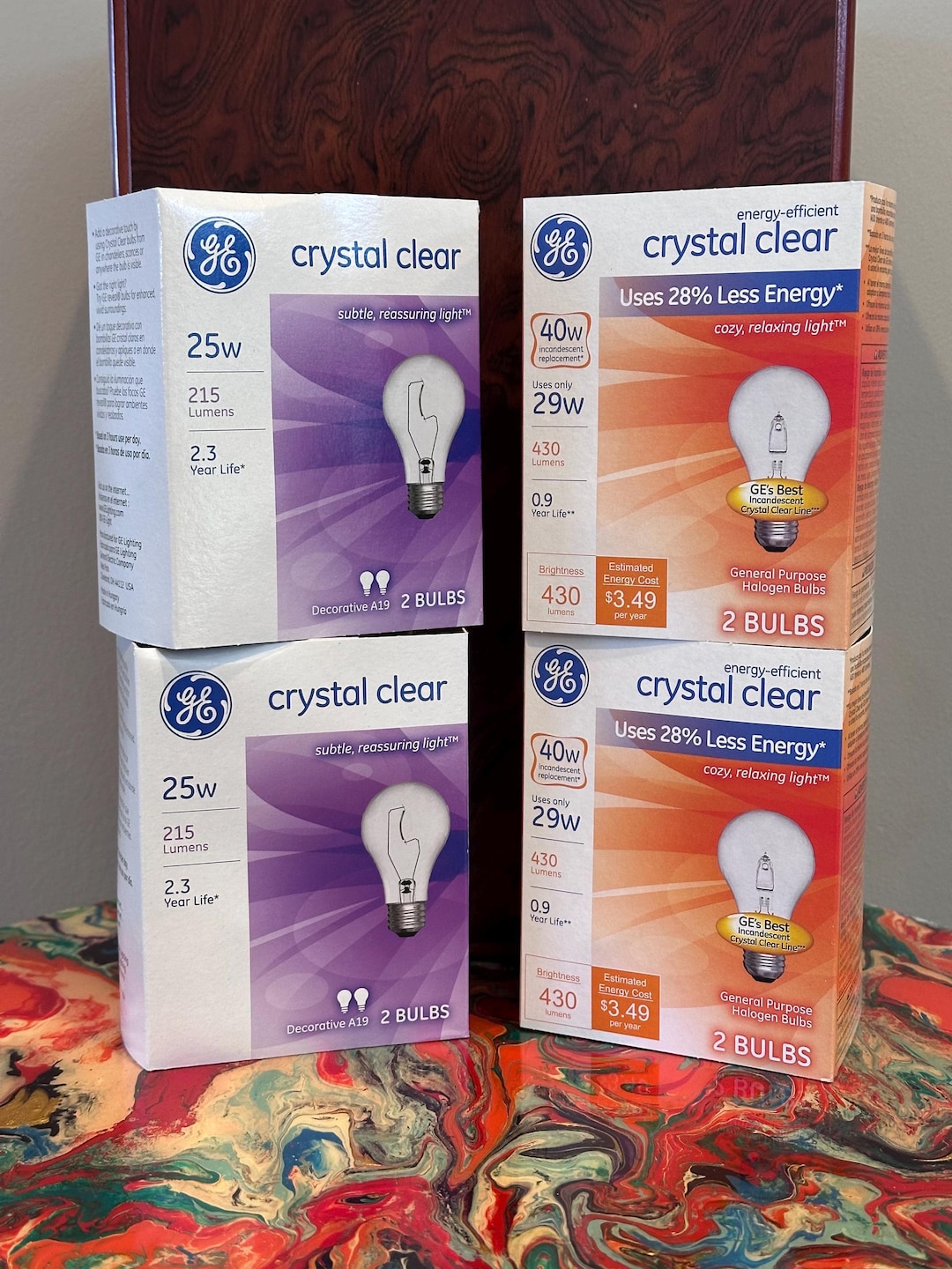 GE - Crystal Clear Light Bulbs - 2 Packs of 25w Clear & 2 Packs of 40w ...