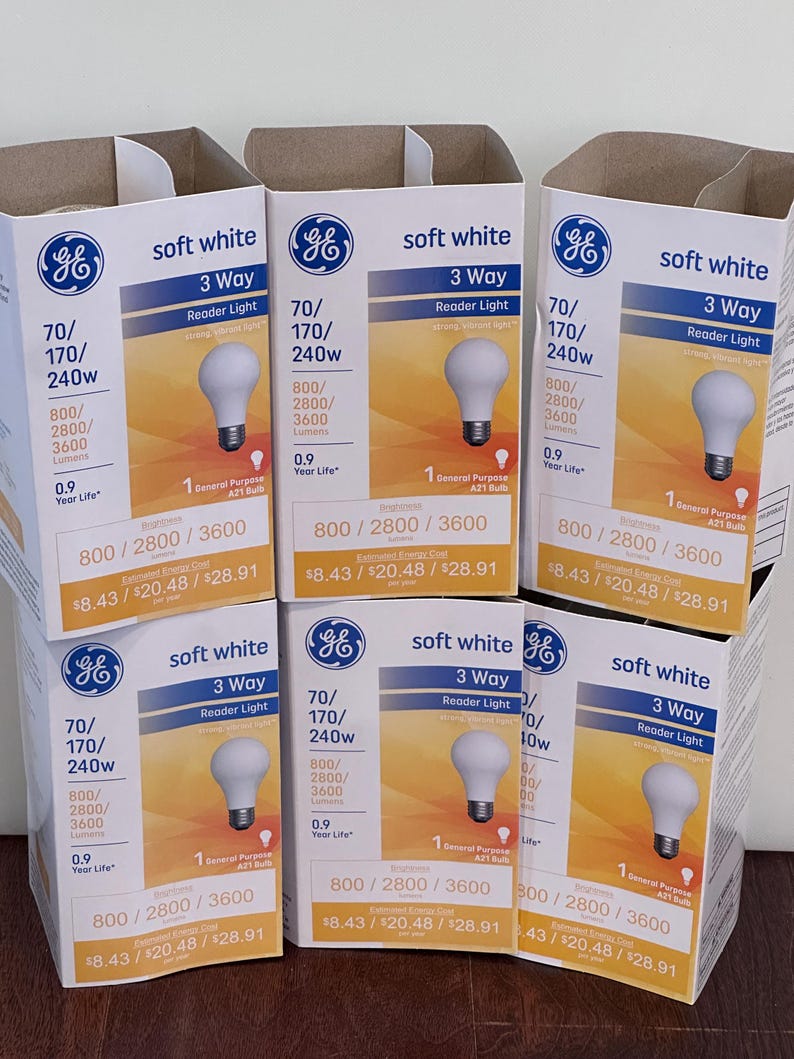 GE - 3 Way - Soft White Light Bulbs - 20/135/155w - A21 - Old Style ...