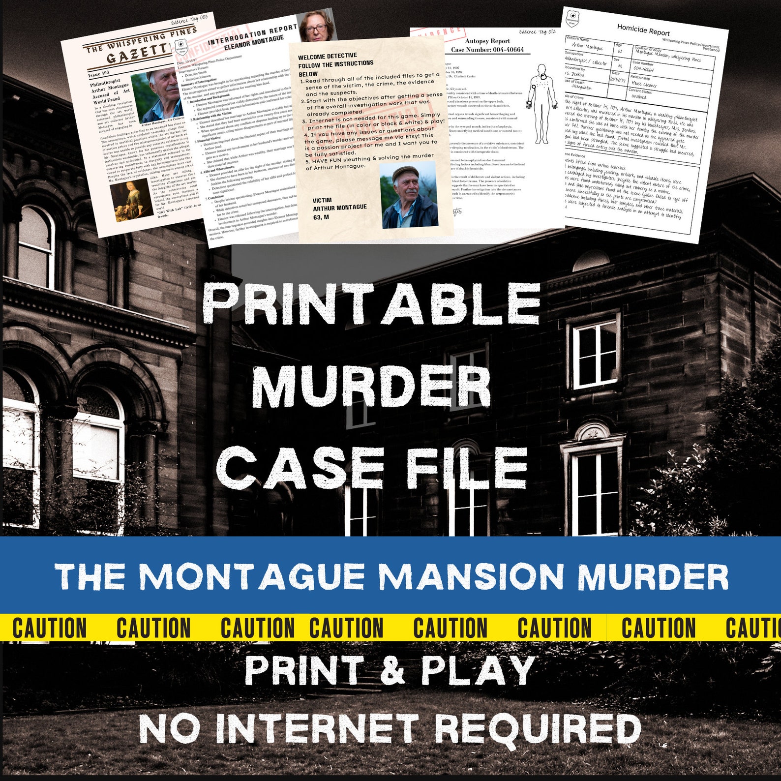 Printable Murder Mystery Case File | Mystery Date Night | Detective ...