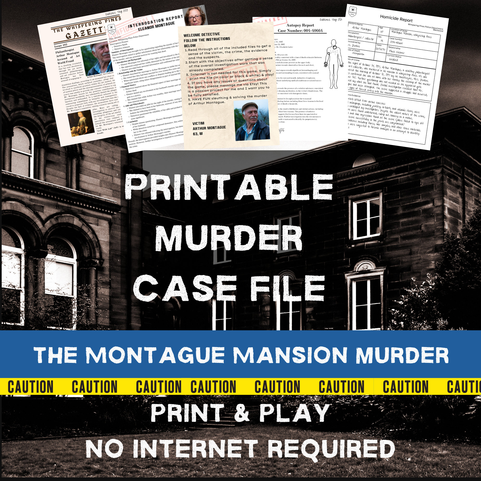 Printable Murder Mystery Case File Mystery Date Night Detective True ...