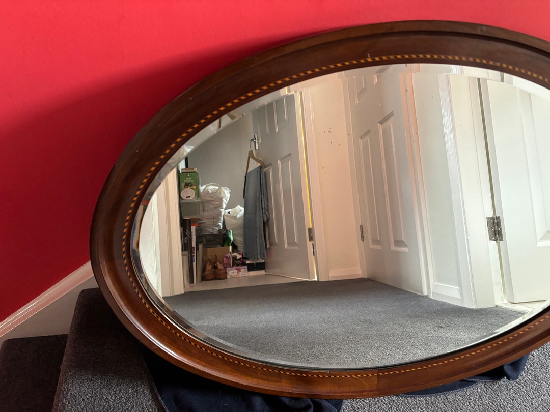 Antique Mirror With Inlaid Wood Frame - Etsy