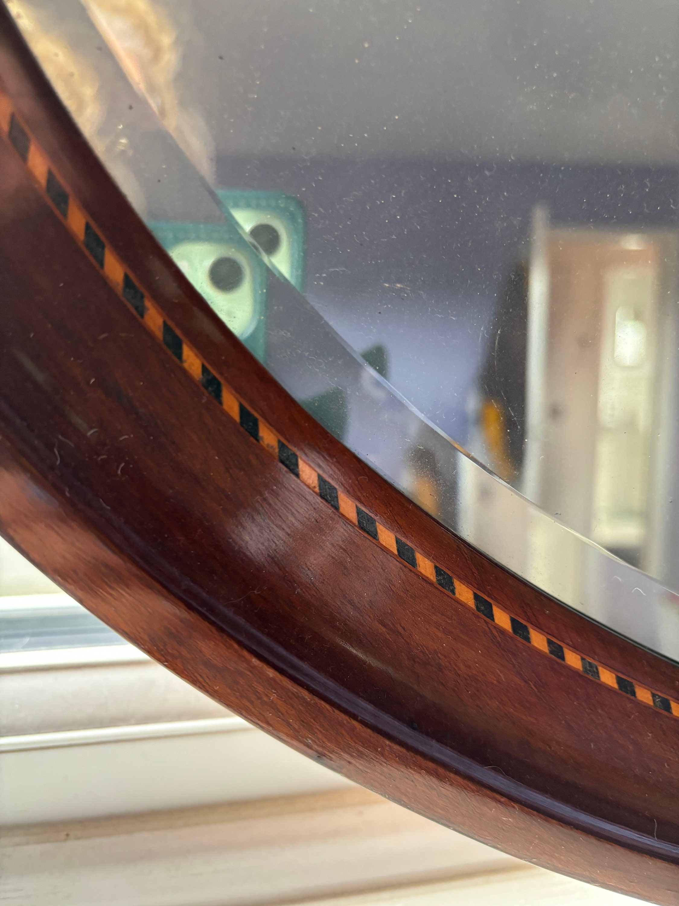 Antique Mirror With Inlaid Wood Frame - Etsy