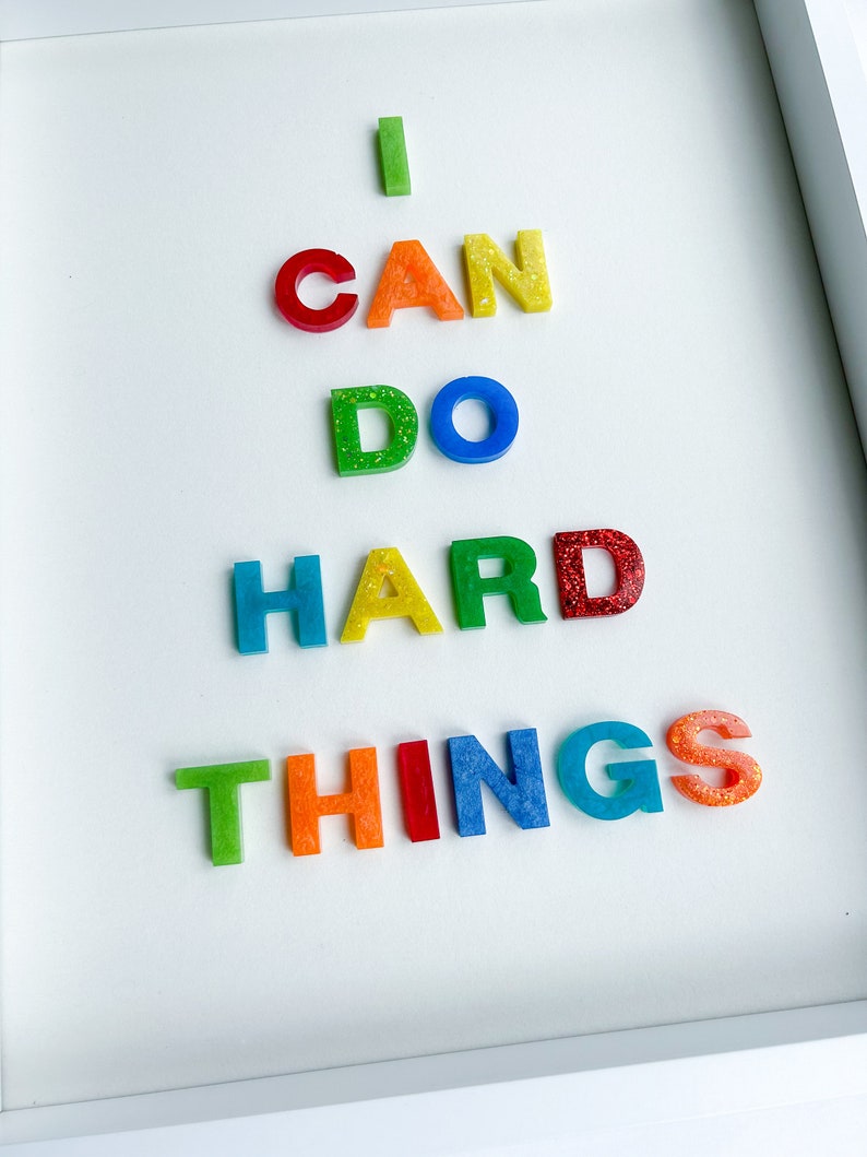 I Can Do Hard Things Resin Letter Wall Art for Kids | Multi Colored ...