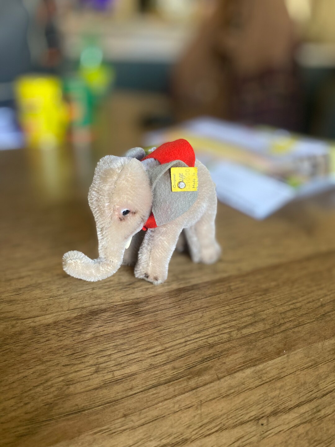 Steiff 10cm Mohair Elephant With Saddle Blanket and Ear Tag, Plastic ...