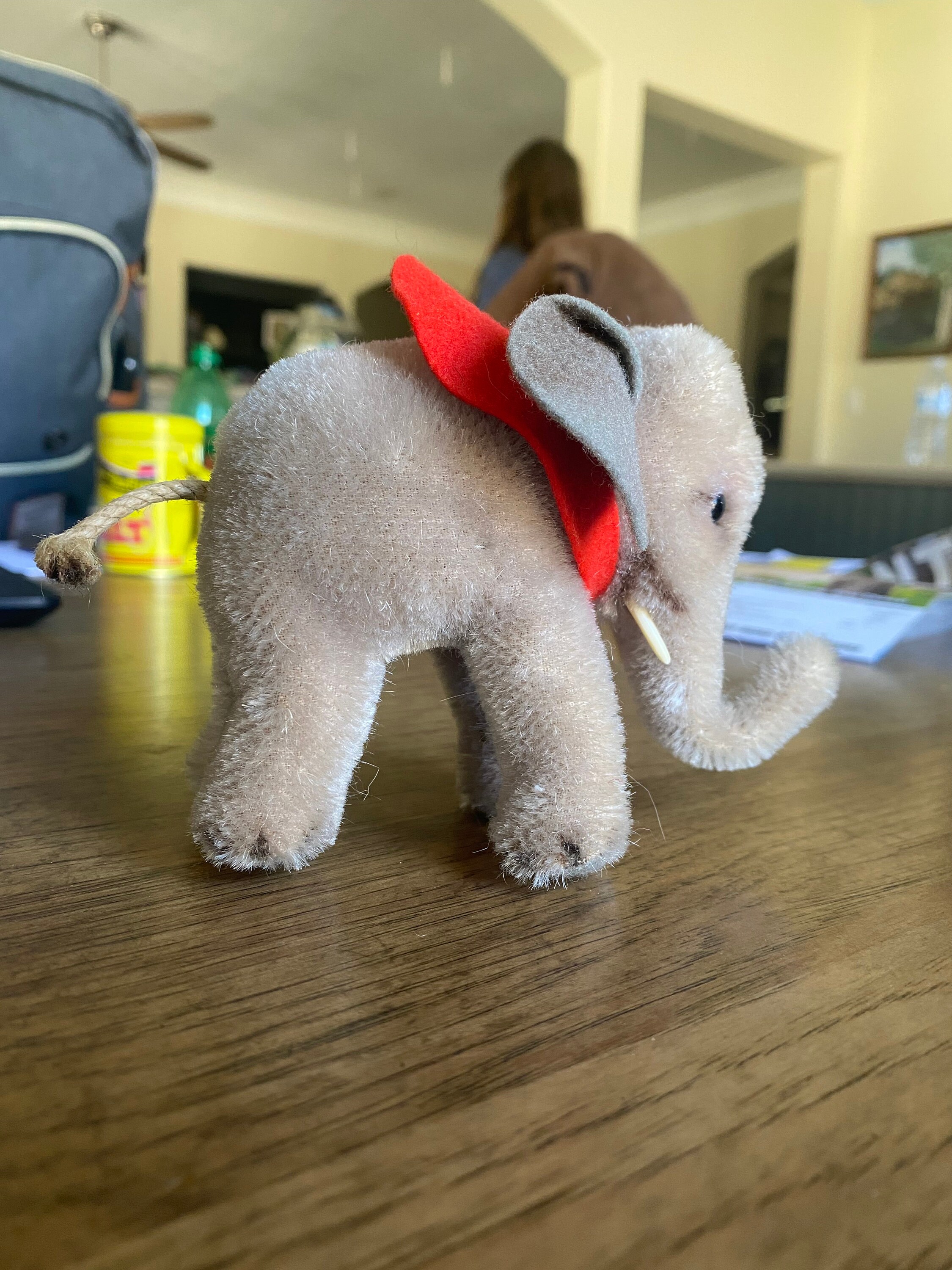 Steiff 10cm Mohair Elephant With Saddle Blanket and Ear Tag, Plastic ...