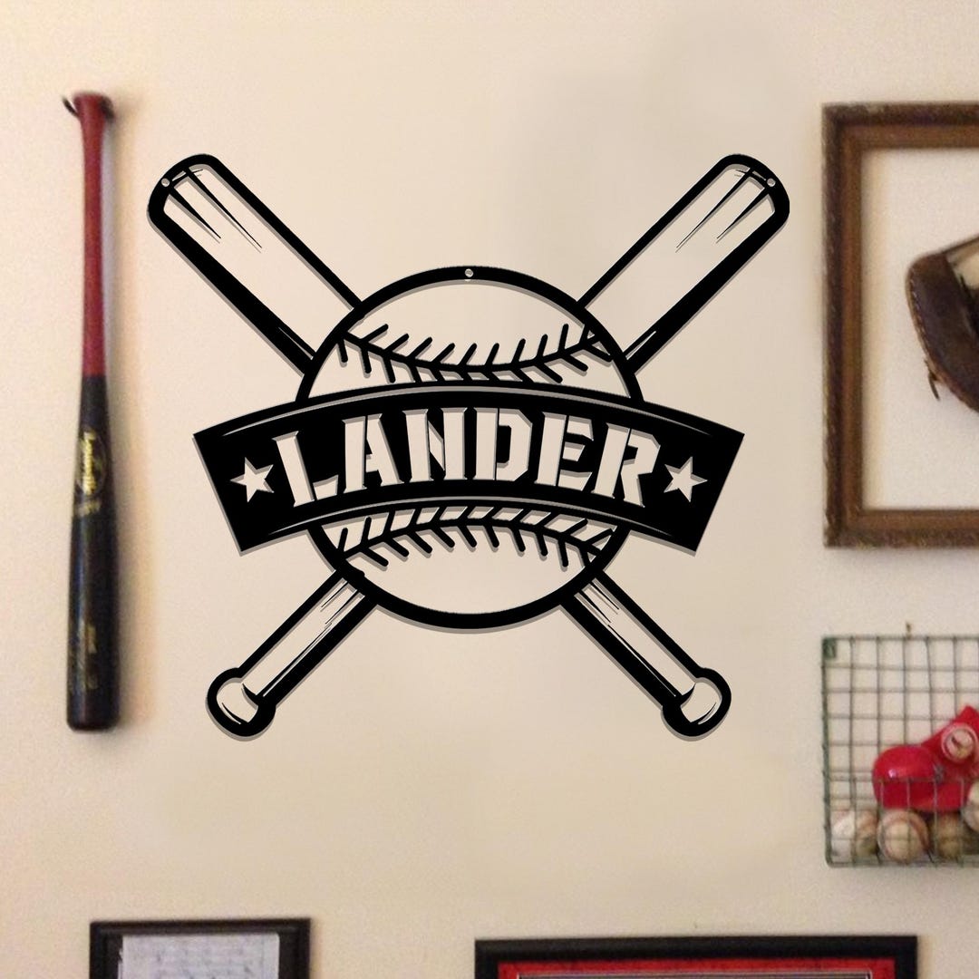 Custom Baseball Bat Metal Sign, Personalized Baseball Name Sign ...