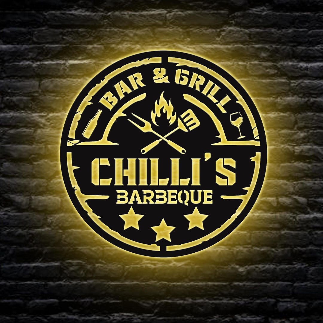 Personalized Metal Barbecue Wall Sign, Custom Grill Name Sign, Barbecue ...