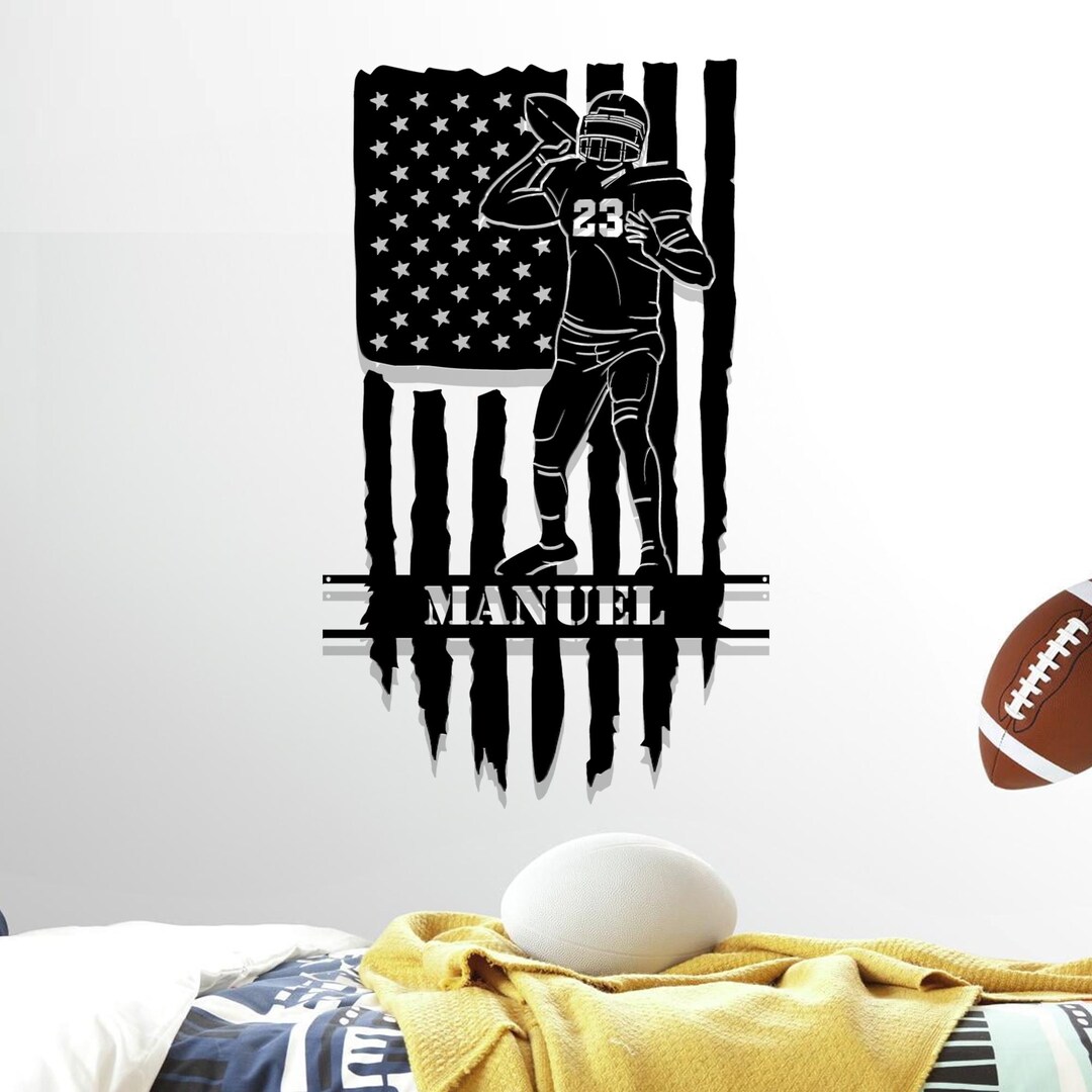 Custom Football Flag Metal Name Sign Led Light, Football Player Sign ...