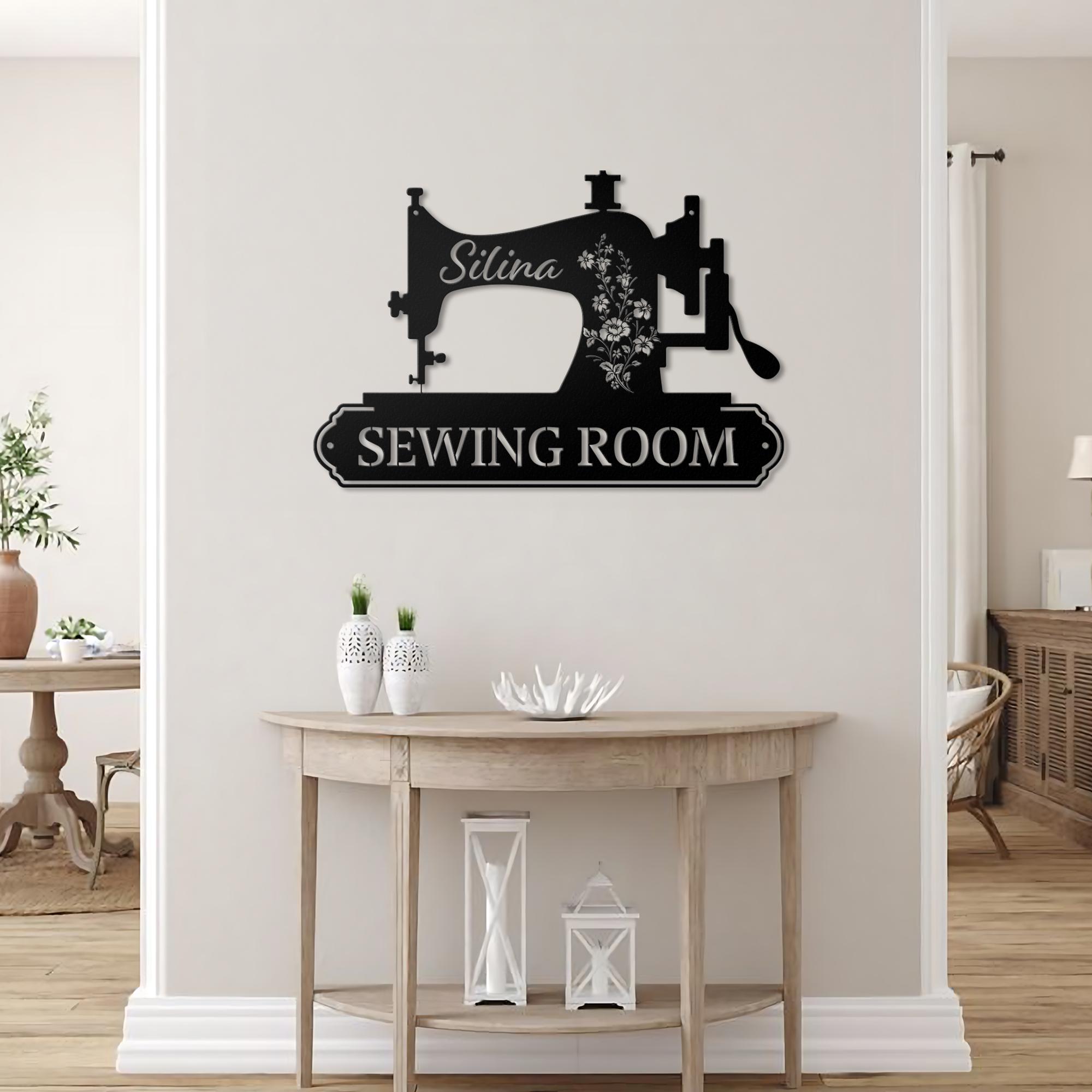 Sewing Machine Personalized Metal Art Wall Decor, Custom Quilting Sign ...