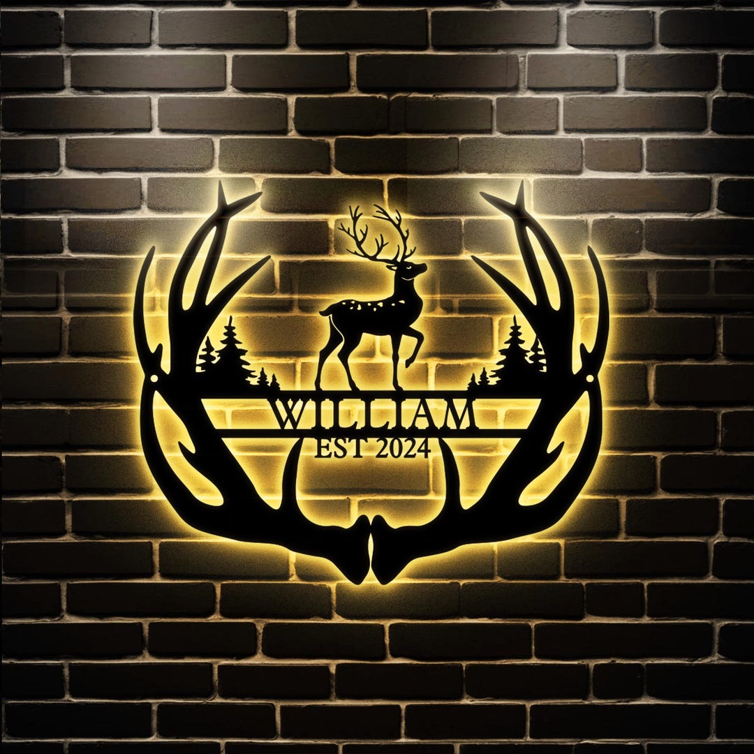 Personalized Antler Monogram Letter Sign, Custom Antler Sign, Hunter ...